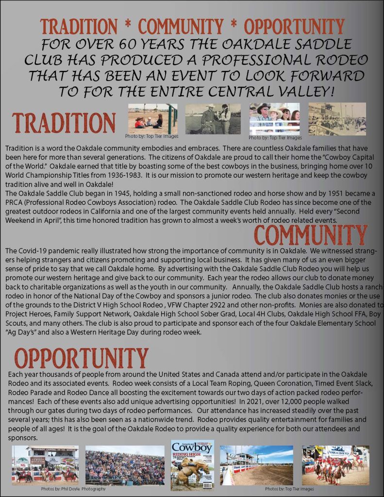 Rodeo Sponsors Packages - OAKDALE RODEOOAKDALE RODEO