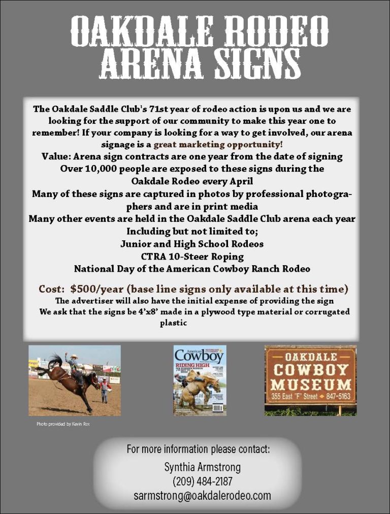 Rodeo Sponsors Packages - OAKDALE RODEOOAKDALE RODEO